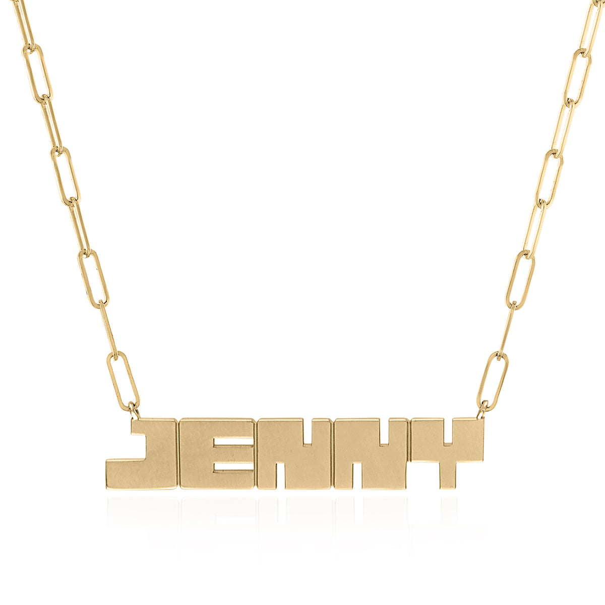 Gold LetterBlock© Nameplate – kwit jewelry